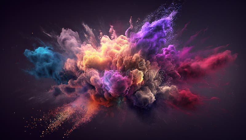 Explosion of Colored Powder. Colorful Dust. Diwali Celebration Concept ...