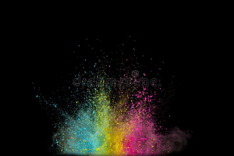 Explosion of Colored Powder Isolated on Black Background. Abstract ...