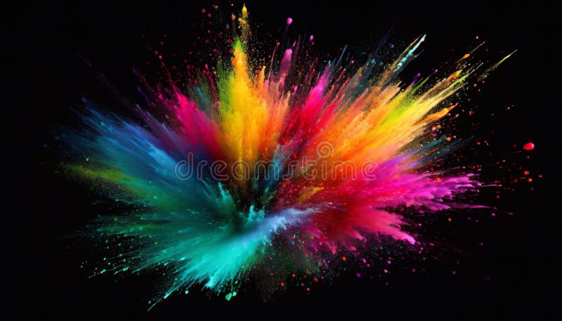 Explosion of Colored Powder, Isolated on Black Background. Abstract ...