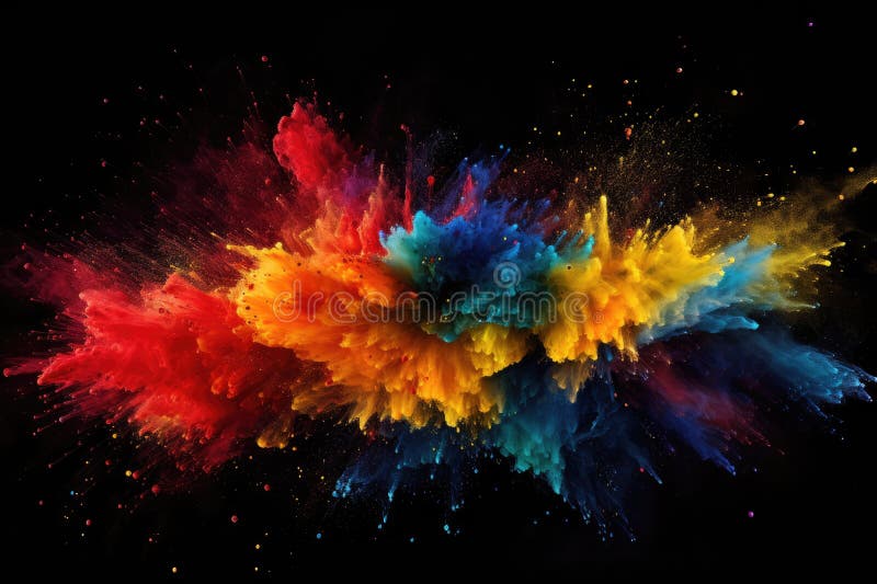 Explosion of Colored Powder, Isolated on Black Background. Abstract ...