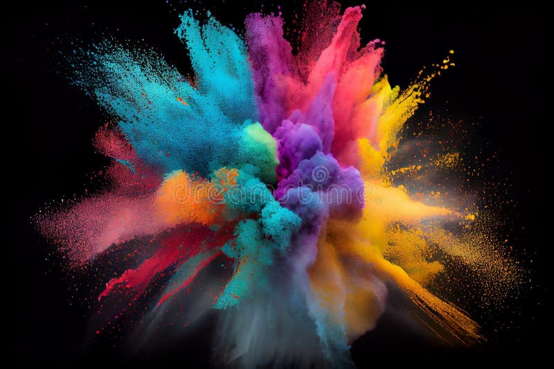 Explosion of Colored Powder Isolated on Black Background. Abstract ...