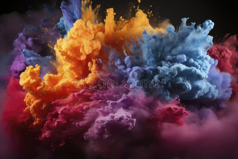 Explosion of Colored Powder Isolated on Black Background. Abstract ...