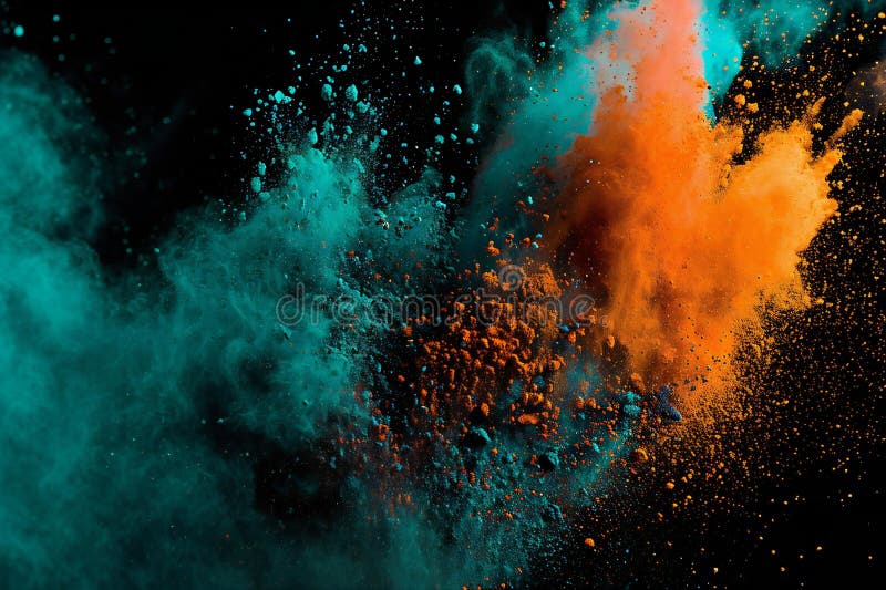 Explosion of Colored Powder, Isolated on Black Background, Abstract ...