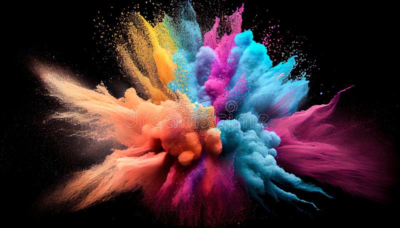 Explosion of Colored Powder, Isolated on Black Background. Generative ...