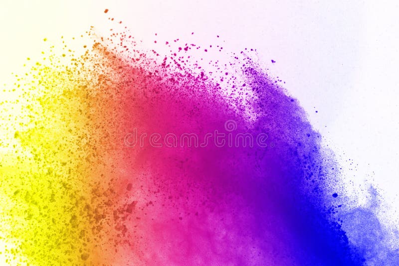 Explosion of Green Blue Color Powder on White Background. Stock Image ...
