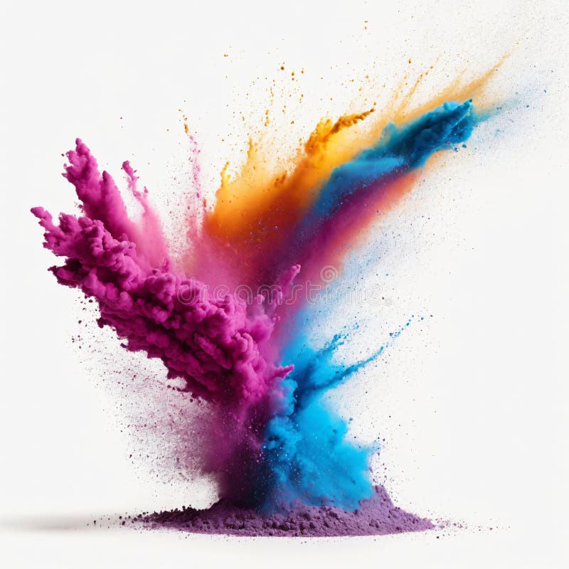 Explosion of Colored Powder Isolated on White Background. Abstract ...