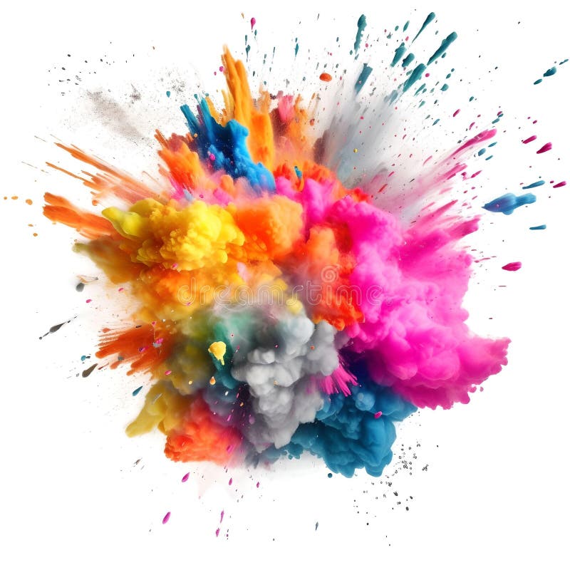 An Explosion of Colored Powder, Isolated on a White Background ...