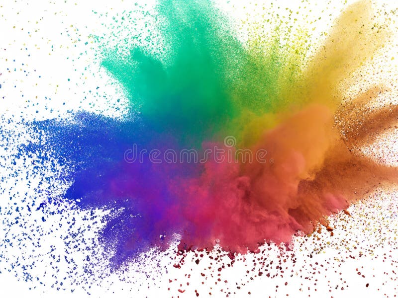 Explosion of Colored Powder on White Background Stock Illustration ...
