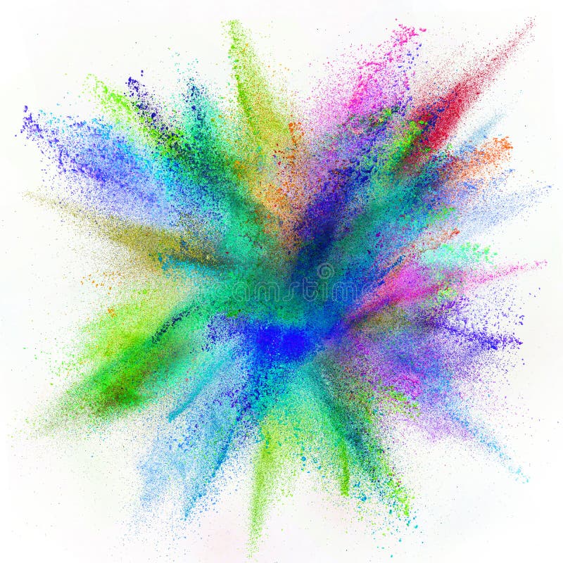 Explosion of Colored Powder on White Background Stock Image - Image of ...