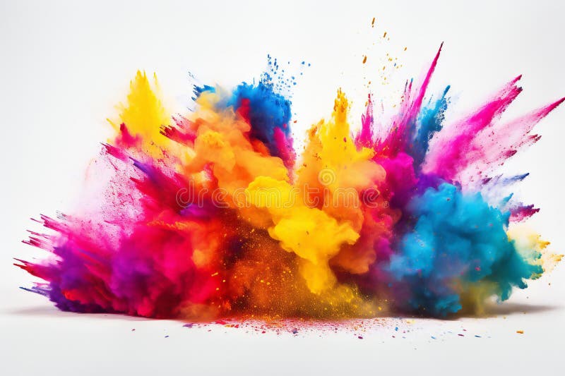 Explosion of Colored Powder on a White Background Stock Illustration ...