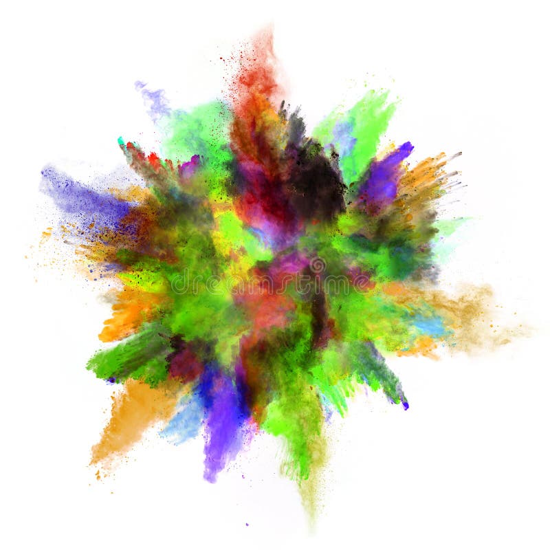 Explosion of Colored Powder on White Background Stock Illustration ...