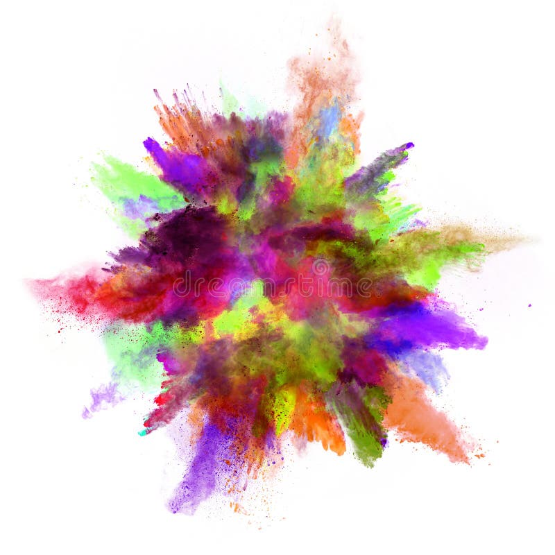 Explosion of Colored Powder on White Background Stock Illustration ...