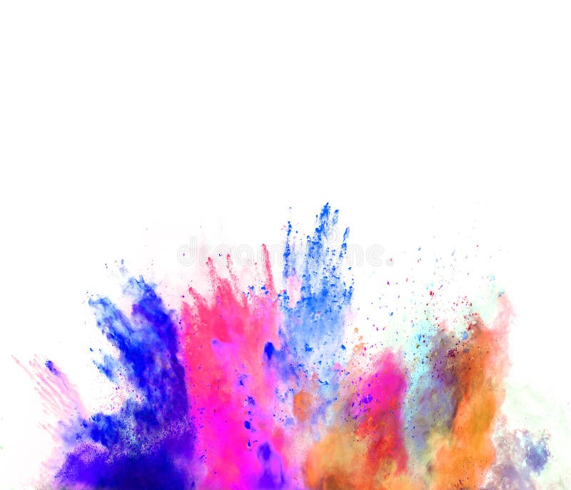 Explosion of Colored Powder on White Background Stock Photo - Image of ...