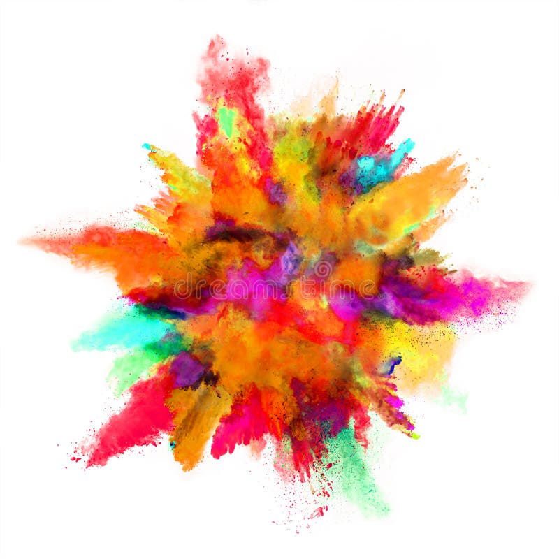 Explosion of Colored Powder on White Background Stock Illustration ...
