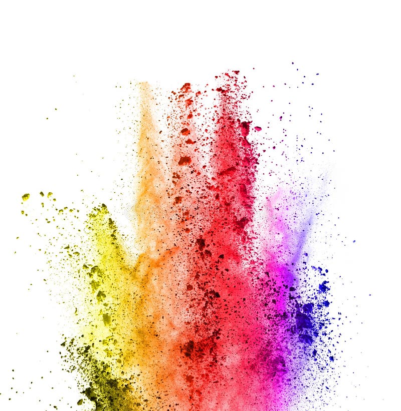 Explosion of Colored Powder on White Background Stock Photo - Image of ...