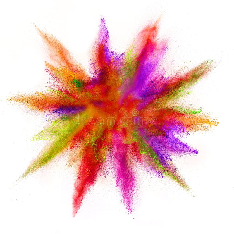Explosion Of Colored Powder On White Background Stock Image - Image of ...