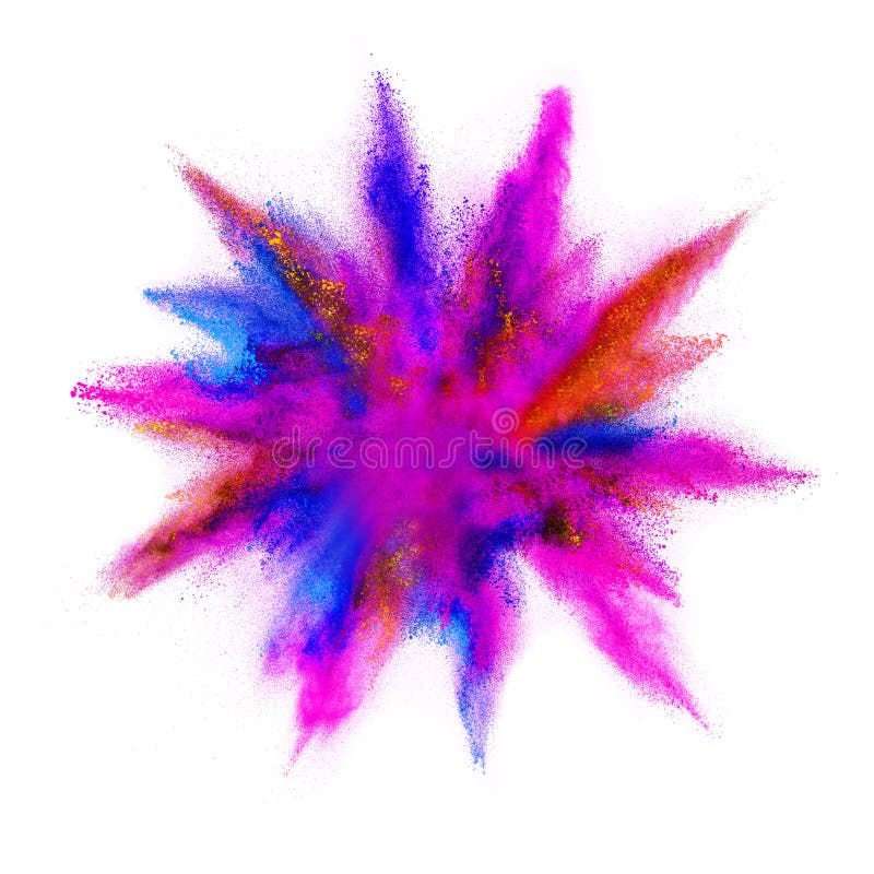 Explosion of Colored Powder on White Background Stock Image - Image of ...