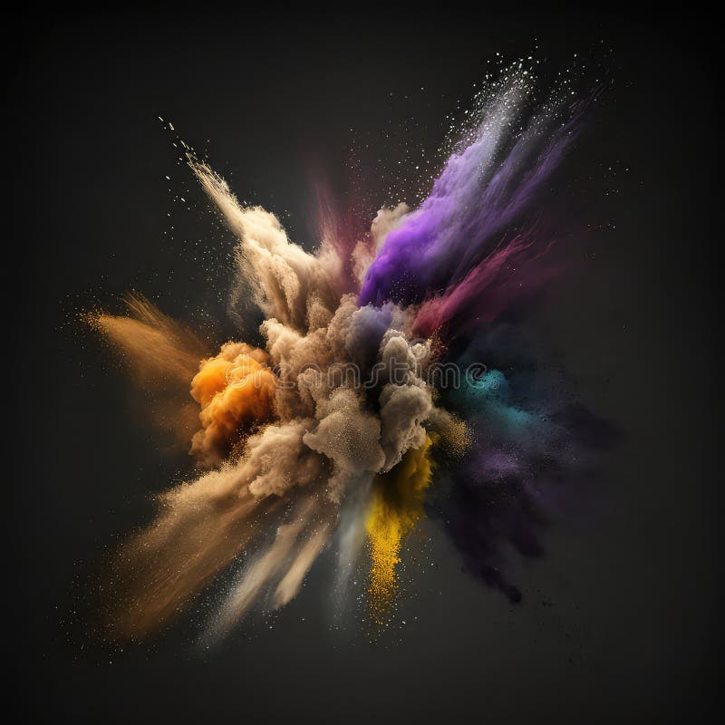Explosion of Colored Powders on a Dark Background Stock Illustration ...