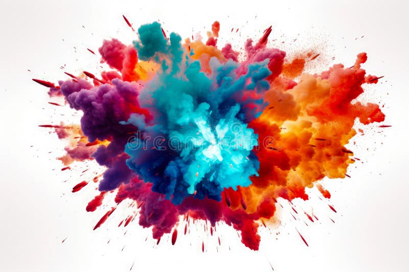 Explosion of Colored Smoke Isolated on White Background Stock Photo ...
