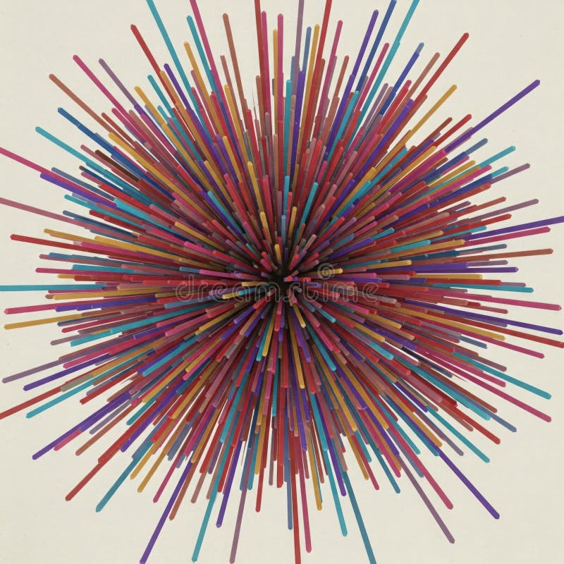 Explosion of Colored Sticks from the Center on a Clear Background ...