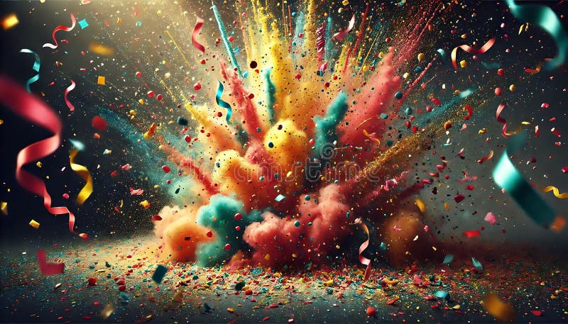 Explosion of Colorful Confetti with Dramatic Lighting and Shadow ...