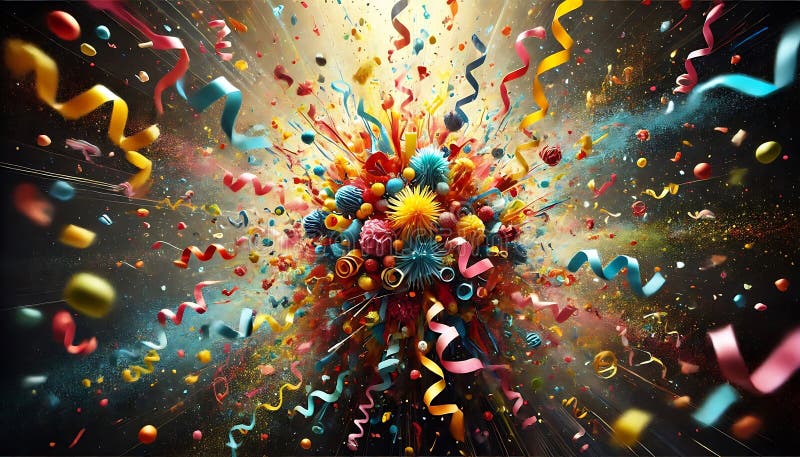 Explosion of Colorful Confetti with Dramatic Lighting and Shadow ...