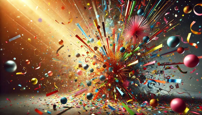 Explosion of Colorful Confetti with Dramatic Lighting and Shadow ...