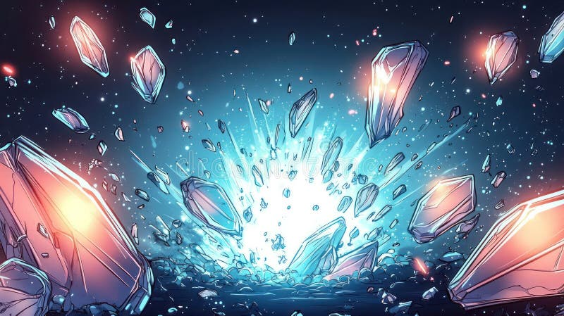 An Explosion of Colorful Crystals in a Cosmic Setting, Conveying Energy ...