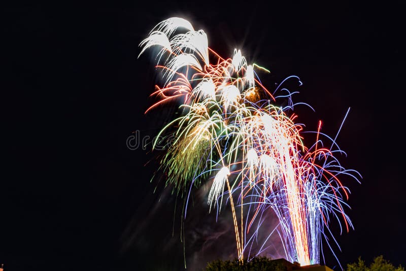 Explosion Colorful Fireworks on Party Nights Stock Image - Image of ...