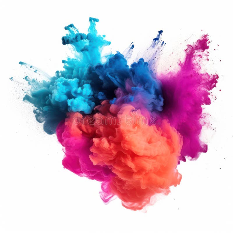 Explosion of Colorful Ink in Water on White Background. Abstract ...