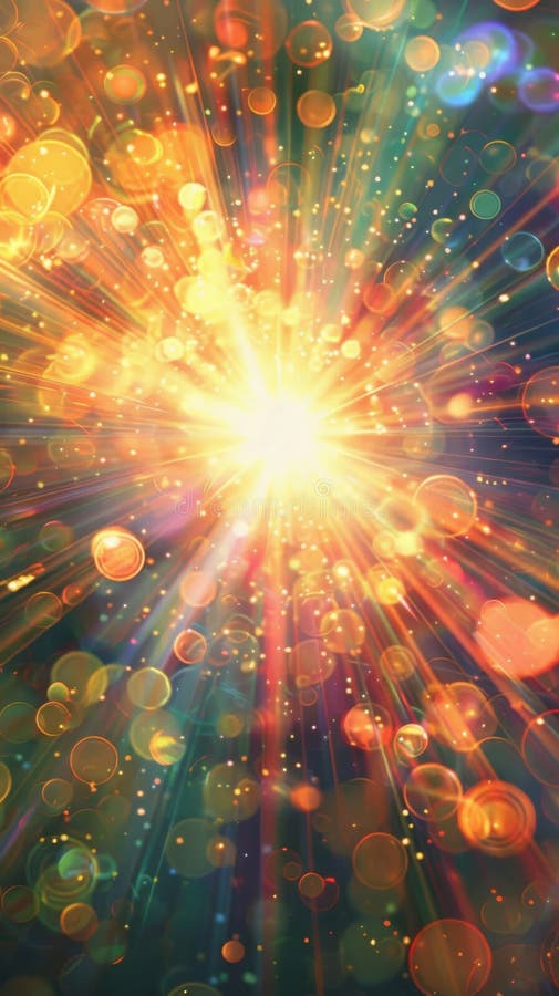 Explosion of Colorful Light Rays and Bubbles Stock Photo - Image of ...