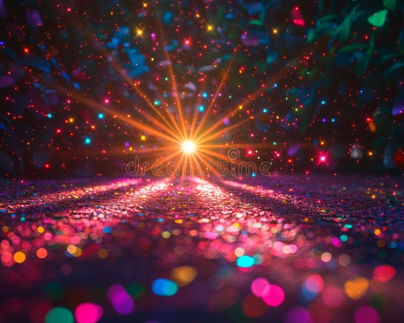 Energetic Concert Scene with Crowd Raising Their Hands Under Colorful ...