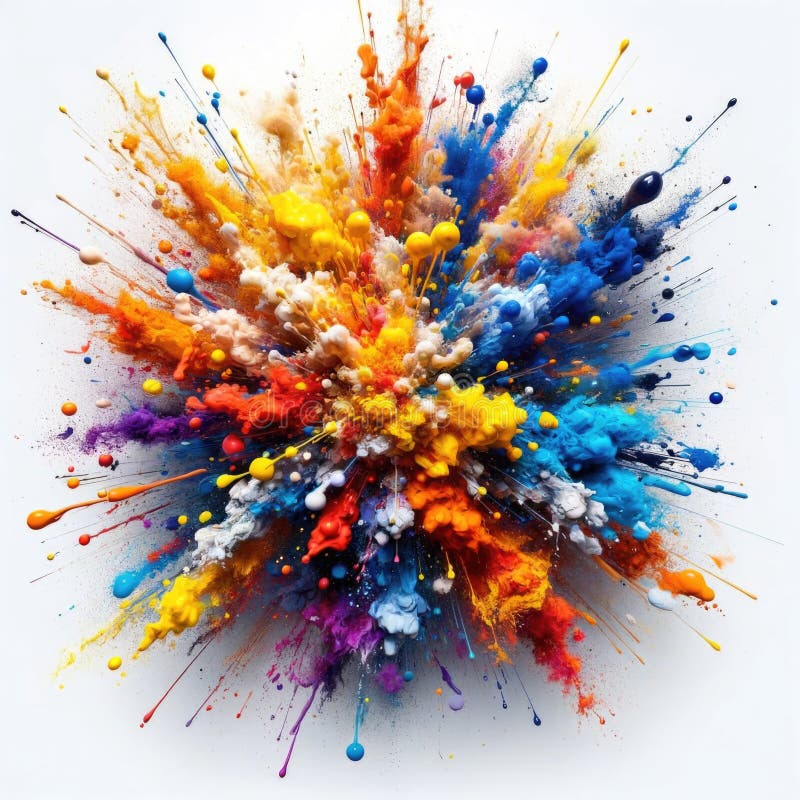 Explosion of Colorful Paint Splashes Stock Photo - Image of abstract ...