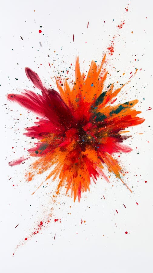 Explosion of Colorful Paint Splashes on White Background, Abstract Art ...