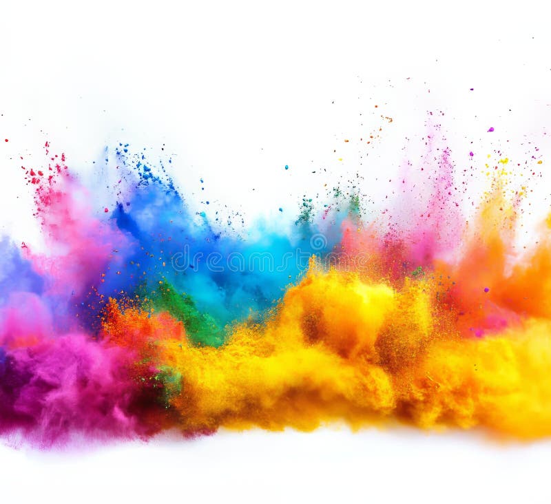 Explosion of Colorful Powder Isolated on White Stock Photo - Image of ...