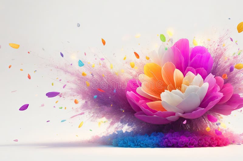Explosion of Colorfull Flower on a White Background Stock Illustration ...