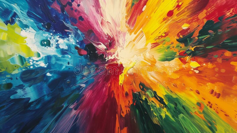 Explosion of Colors in Abstract Painting Stock Image - Image of ...