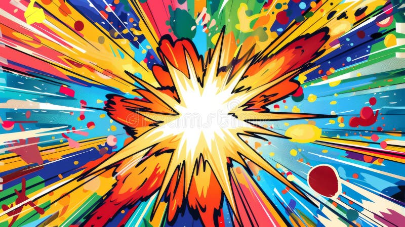 Explosion of Colors in a Comic Book Style, Vibrant and Energetic ...