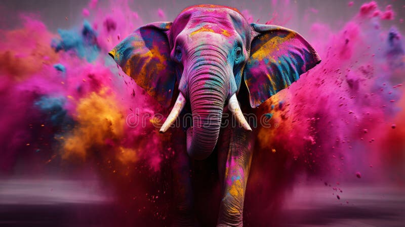 Explosion of Colors during the Elephant S Walk Stock Image - Image of ...