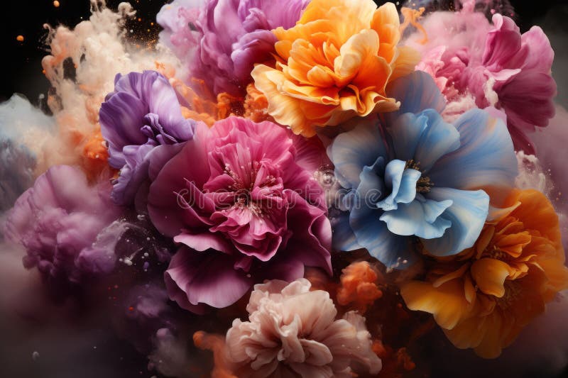 Explosion of Colors, Epic Flowers.. AI Generated Stock Illustration ...