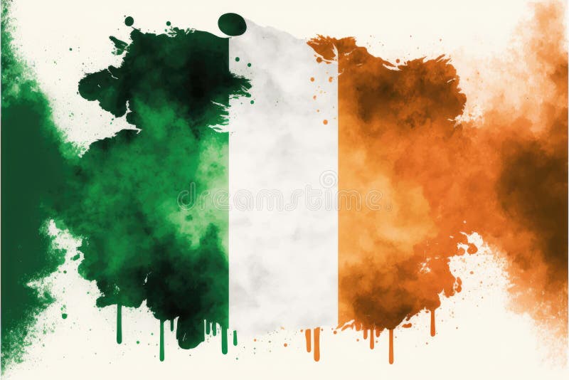 Explosion of Colors Forming the Irish Flag on White Background ...