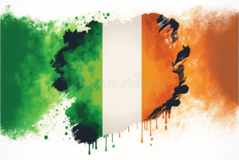 Explosion of Colors Forming the Irish Flag on White Background ...