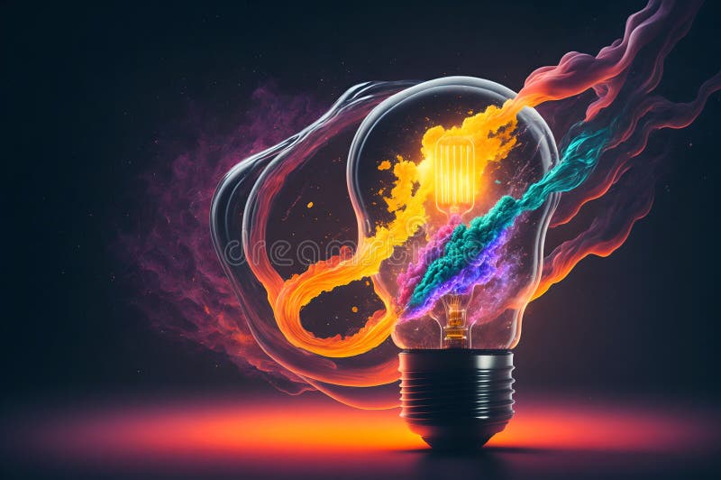 Explosion of Colors from a Light Bulb, Creative Concept, Smart and ...