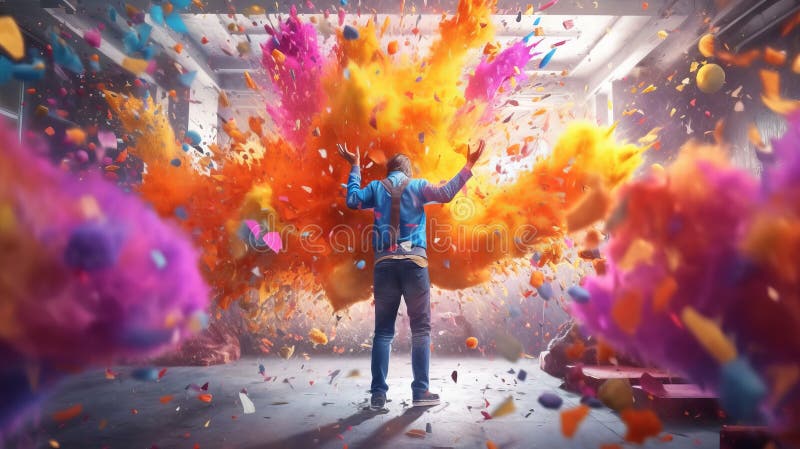 Explosion of Colors Out of an Artist in Concept of Creative and Art ...