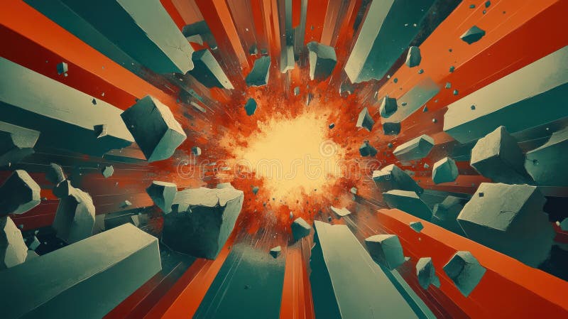 An Explosion of Colors and Shapes, Depicting Dynamic Energy and Impact ...