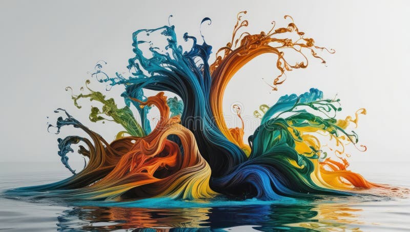 An Explosion of Colors Shimmering Over the Surface of the Water. Stock ...