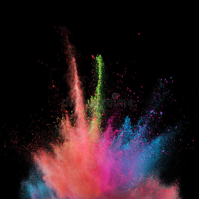 Explosion of Coloured Powder Isolated on Black Background. Stock Image ...