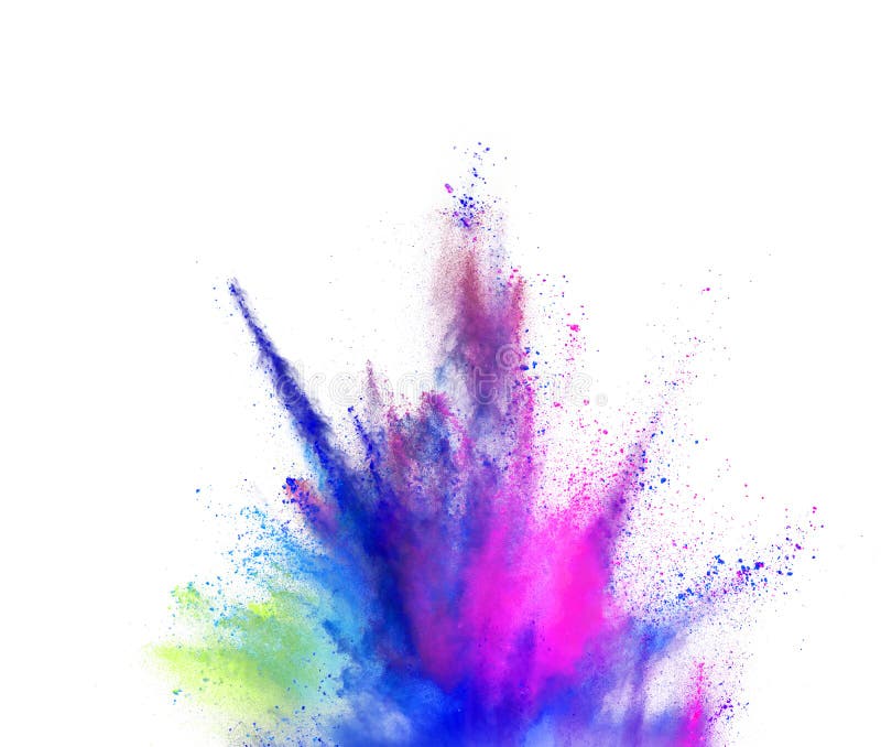 Explosion of Coloured Powder Isolated on White Background. Stock Photo ...