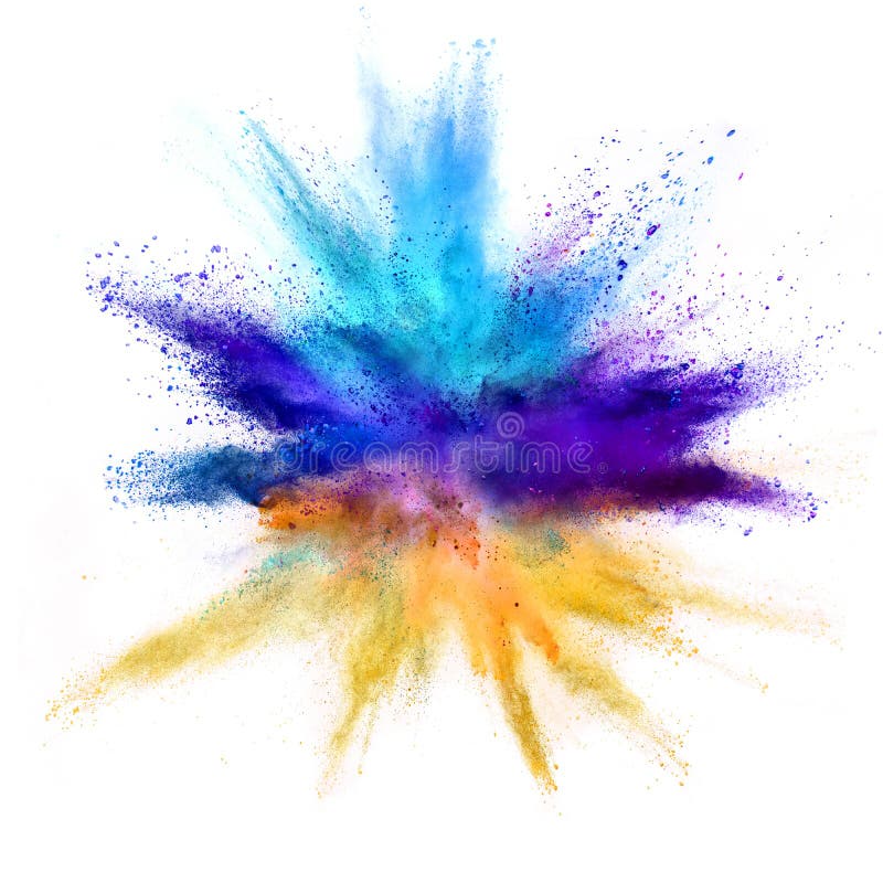Explosion of Coloured Powder on White Background Stock Photo - Image of ...