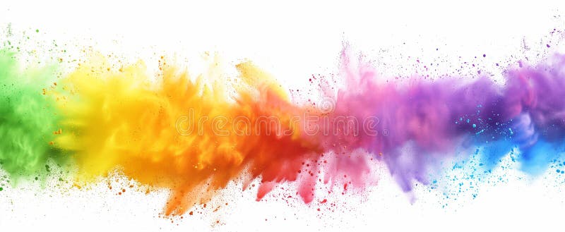 Explosion of Coloured Rainbow Powder on a White Background Stock ...